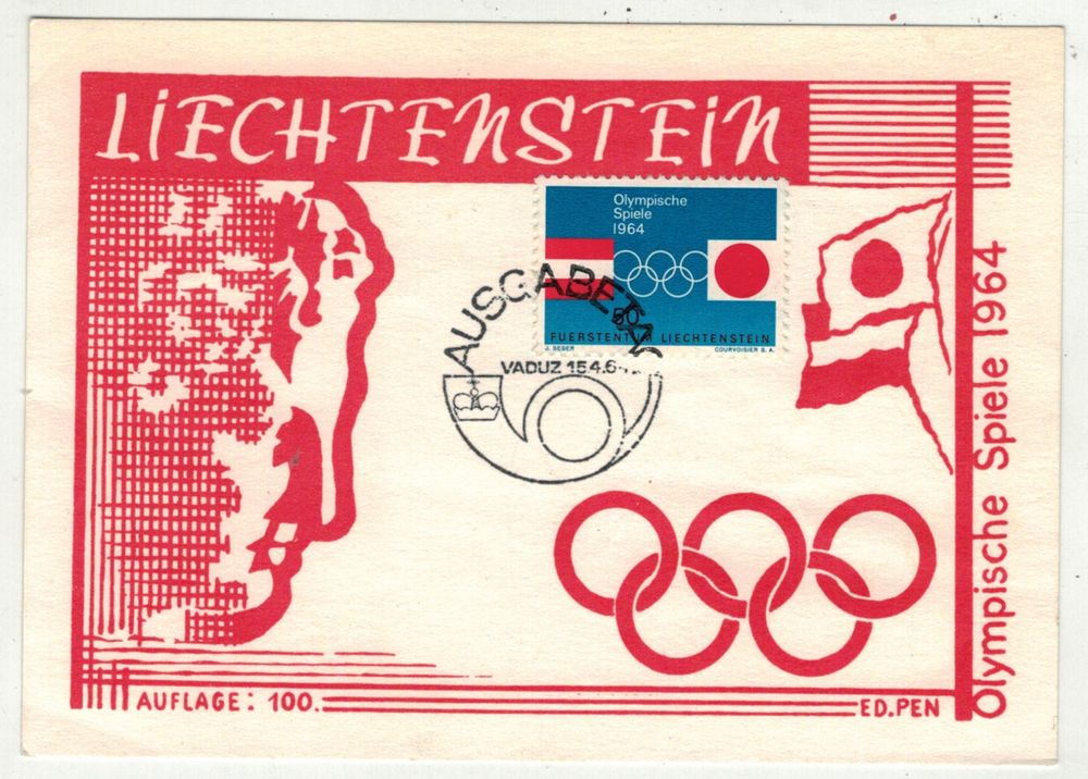 Liechtenstein, Carte PEN Jeux Olympiques 1964 (100 Ex.) | Kaufen auf ...