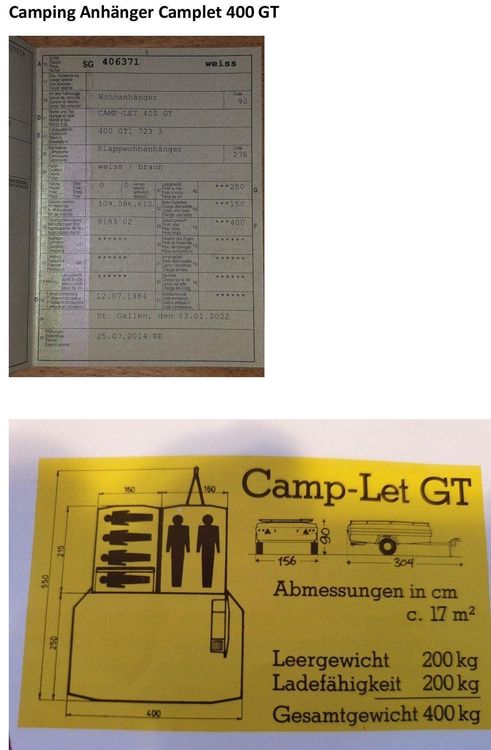 Camp-Let 400 GT Zeltklappanhänger (Gebraucht) in Staad SG für CHF 291 ...