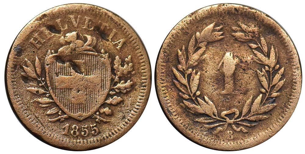 Schweiz. 1 Rappen 1855 B CHF_0.01 RAR!!! | Kaufen auf Ricardo