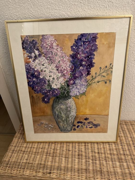 Aquarell Blumenbild, gerahmt, signiert MV (Gebraucht) in Buchs AG für CHF 20 – mit Lieferung auf ...