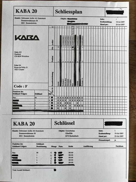 Schliessanlage Kaba 20 | Kaufen auf Ricardo