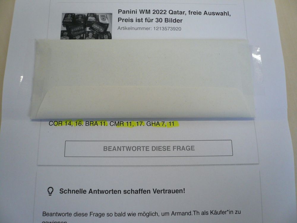 Panini WM 2022 Qatar, freie Auswahl, Preis ist für 40 Bilder (Neu ...
