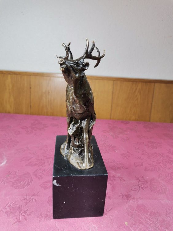 WUNDERSCHÖNER HIRSCH BRONZESKULPTUR RÖHRENDER HIRSCH SIGN. (Gebraucht ...