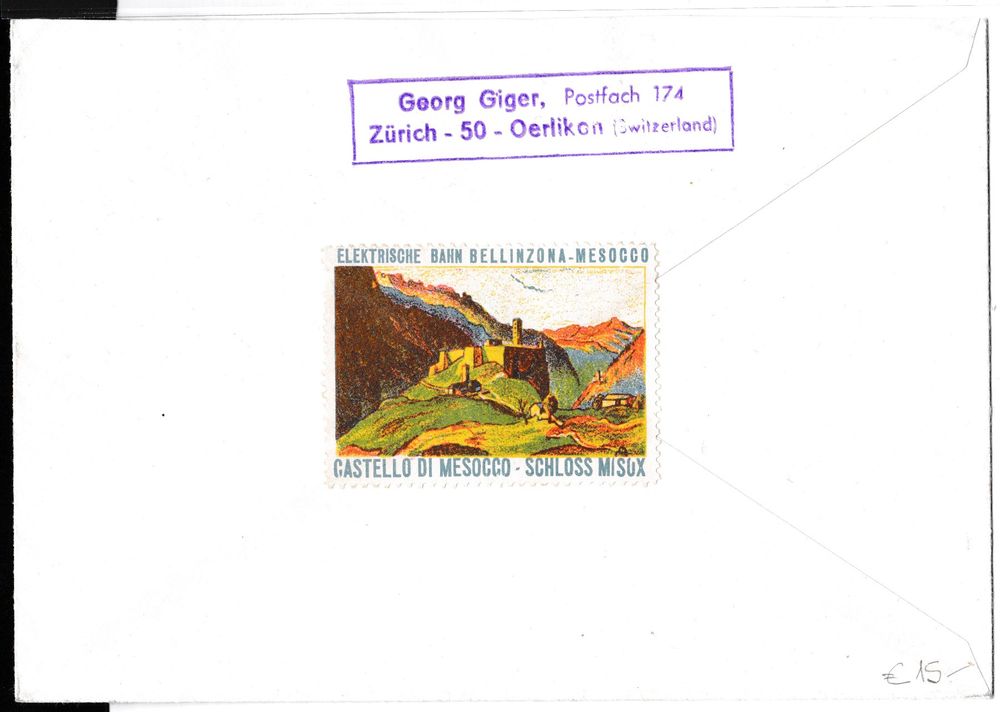 Vignette Bahn Bellinzona-Castello Mesocco 1948 m. Helicopter (Gebraucht ...