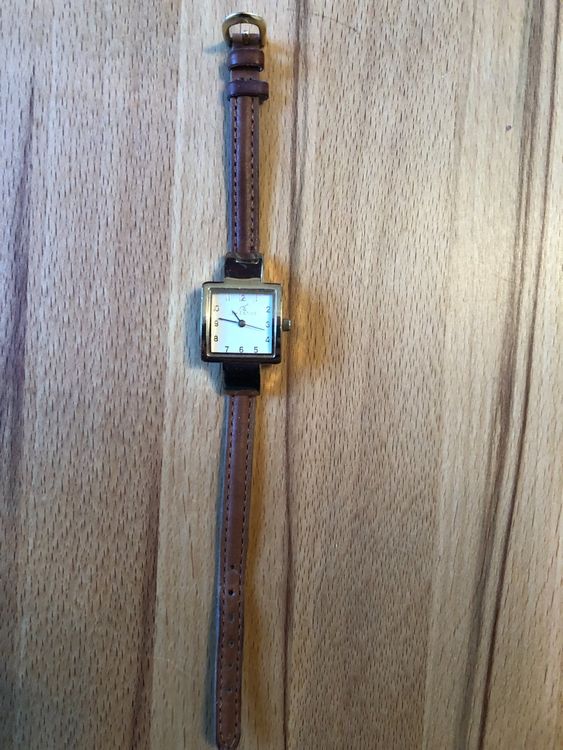 Damenuhr LDADPR Lamarthe Gold, braunes Armband schmal | Kaufen auf Ricardo