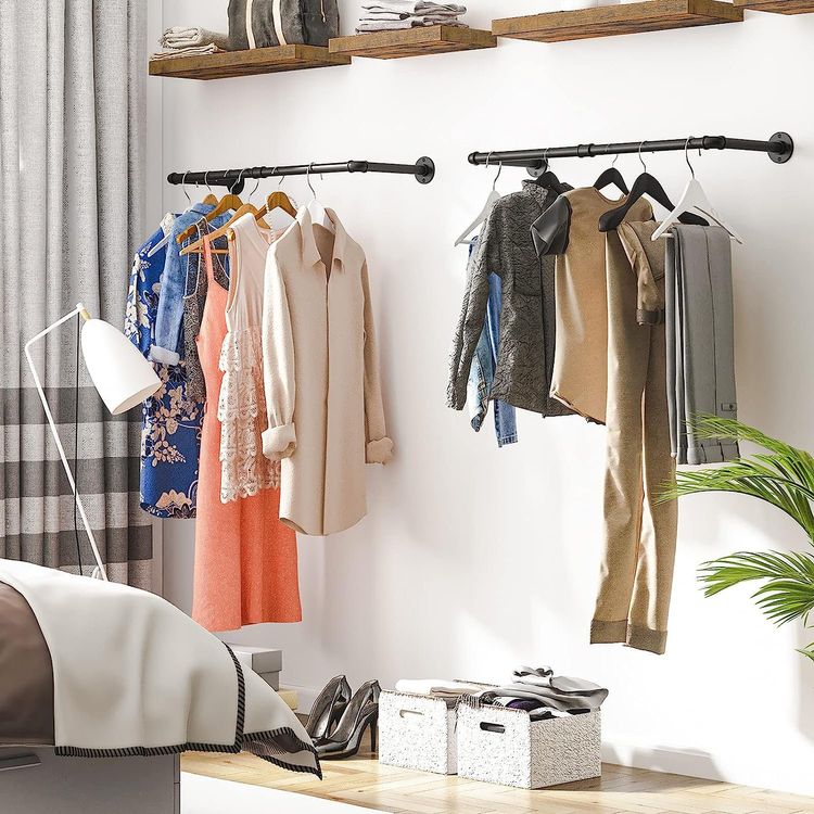 2er-Set Kleiderstangen Industrierohr Garderobenstangen 80cm (Neu und originalverpackt) in ...