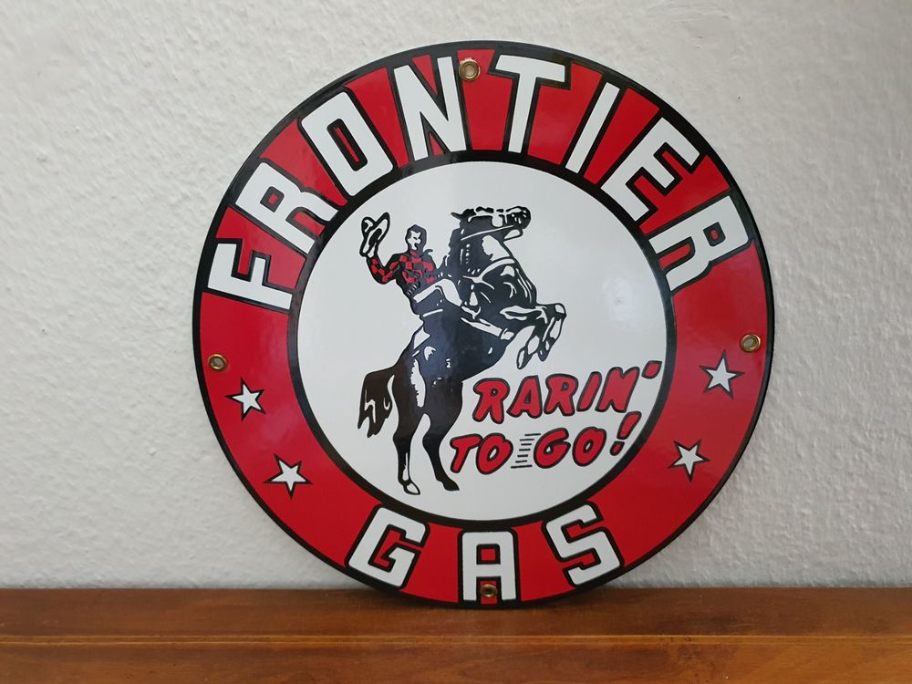 Emailschild Frontier Gas USA Emaille Schild Reklame Retro | Kaufen auf ...