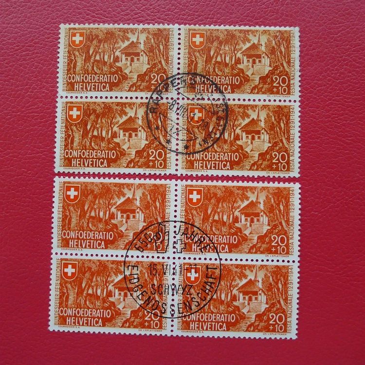 1941: B14c (signiert) +B14 im Viererblock, Kat: 500.-+ (Gebraucht) in Sursee für CHF 50 – mit ...