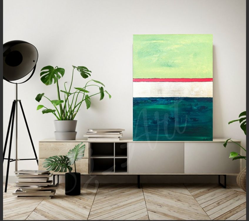 Acrylbild abstrakt grün rot Blattgold Unikat (Neu (gemäss Beschreibung)) in Rheinau für CHF 120 ...