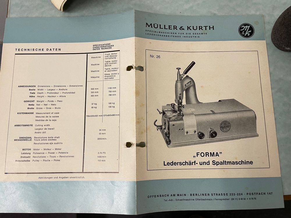 Leder Spaltmaschine Schärfmaschine Fortuna aus Sattlerei (Gebraucht) in ...