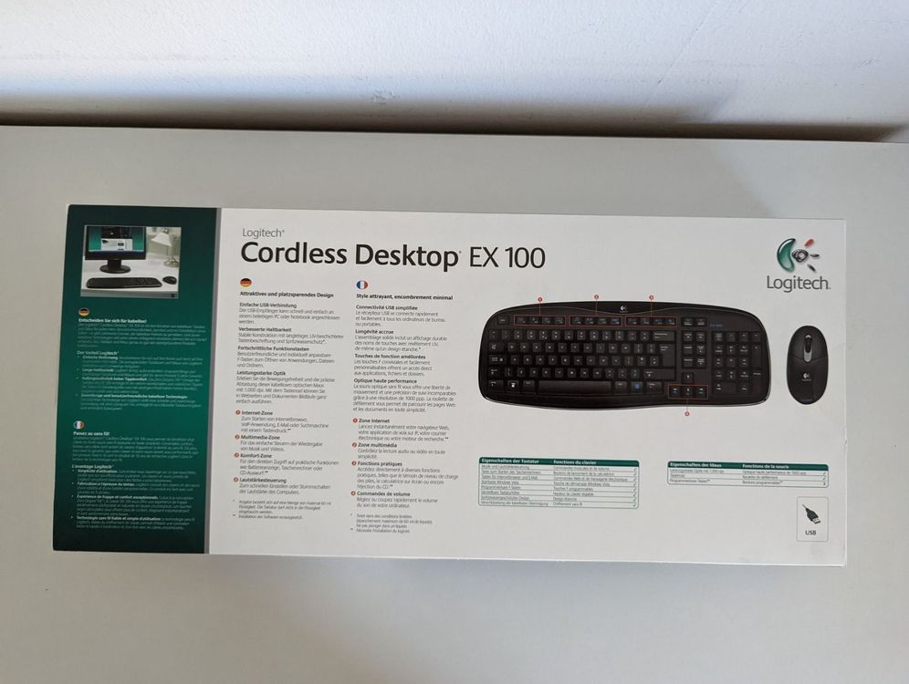 Logitech EX 100 Cordless Desktop Tastatur (Neu und originalverpackt) in ...