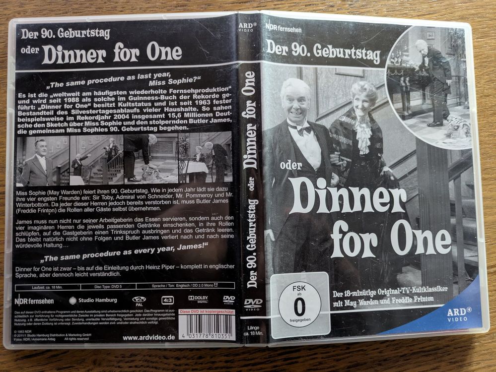 Dinner for One - Der Klassiker für Silvester (DVD) 🥳🍾🤩 (Gebraucht) in ...