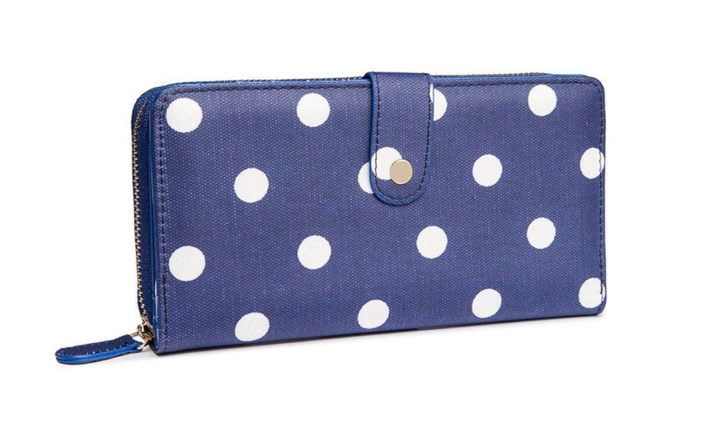 NEUES langes Portemonnaie blau-weiss Polka dot - 80559 (Neu (gemäss ...