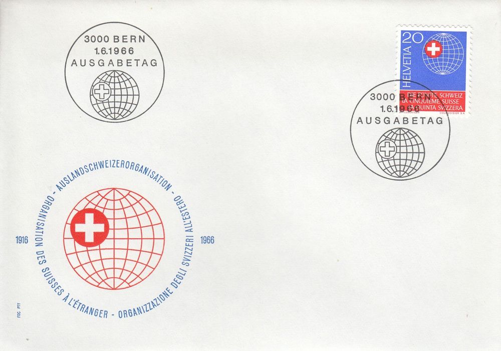 1966 442-44 Weltkugel Schweizerkreuz Europa Boot 2 FDC (Gebraucht) in Spreitenbach für CHF 1 ...