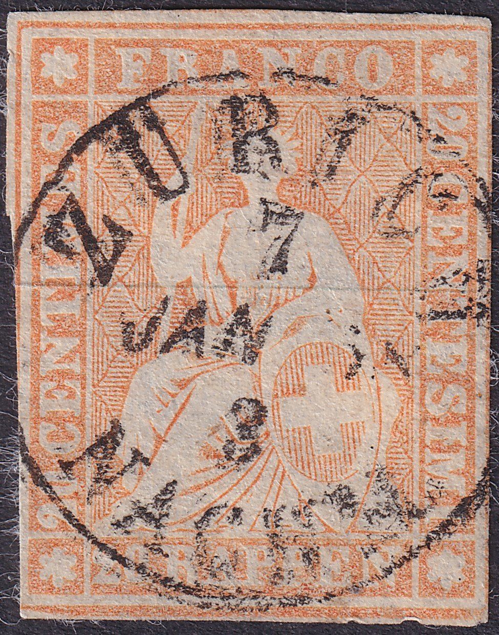 Strubel: 25F (25B1.mm) mit Vollstempel von ZÜRICH, K: 370.-+ (Gebraucht) in Sursee für CHF 3 ...