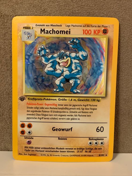 Pokemon *1.Edition Machomei Holo Base Set Deutsch 8/102 (Gebraucht) in Fislisbach für CHF 30 ...