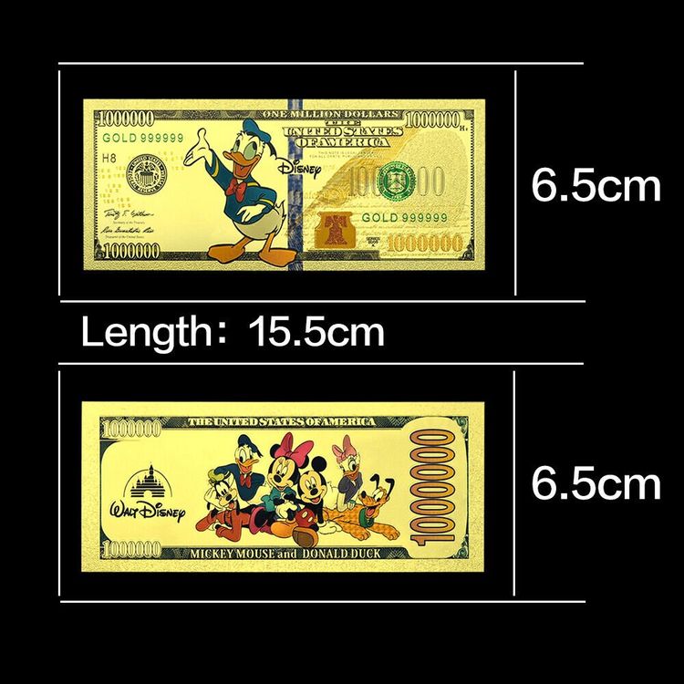 Disney Banknote Goldfolie 1 Million Dollar Donald Duck (Neu (gemäss ...