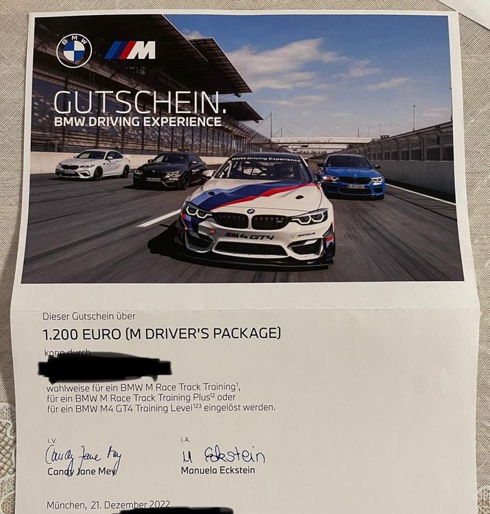 BMW M Drivers Package Gutschein | Kaufen auf Ricardo