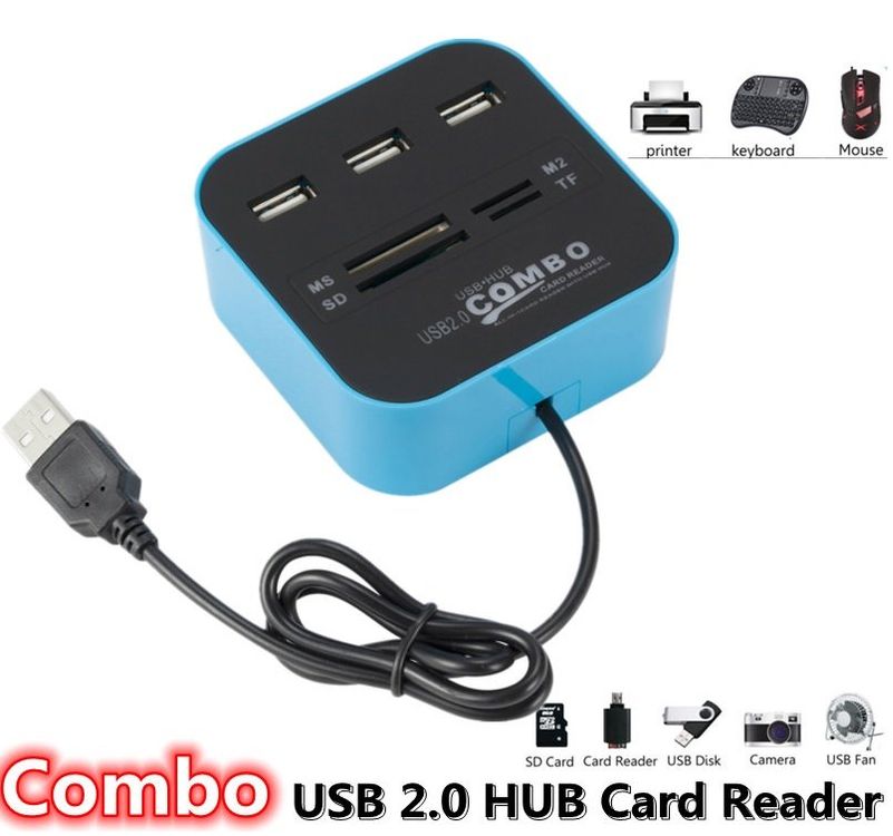 7 in 1 USB 2,0 HUB Combo Kartenleser SD/TF USB Splitter (Neu (gemäss ...