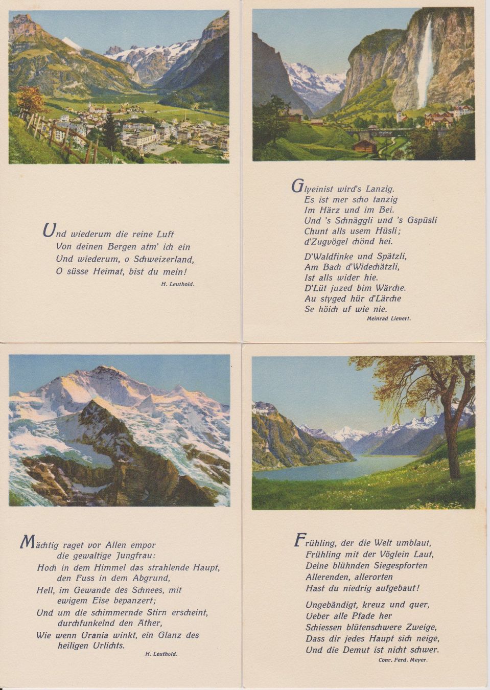 12 AK Schweizer Landschaften/Gebiete mit Dichter-Vers, ungel (Gebraucht ...