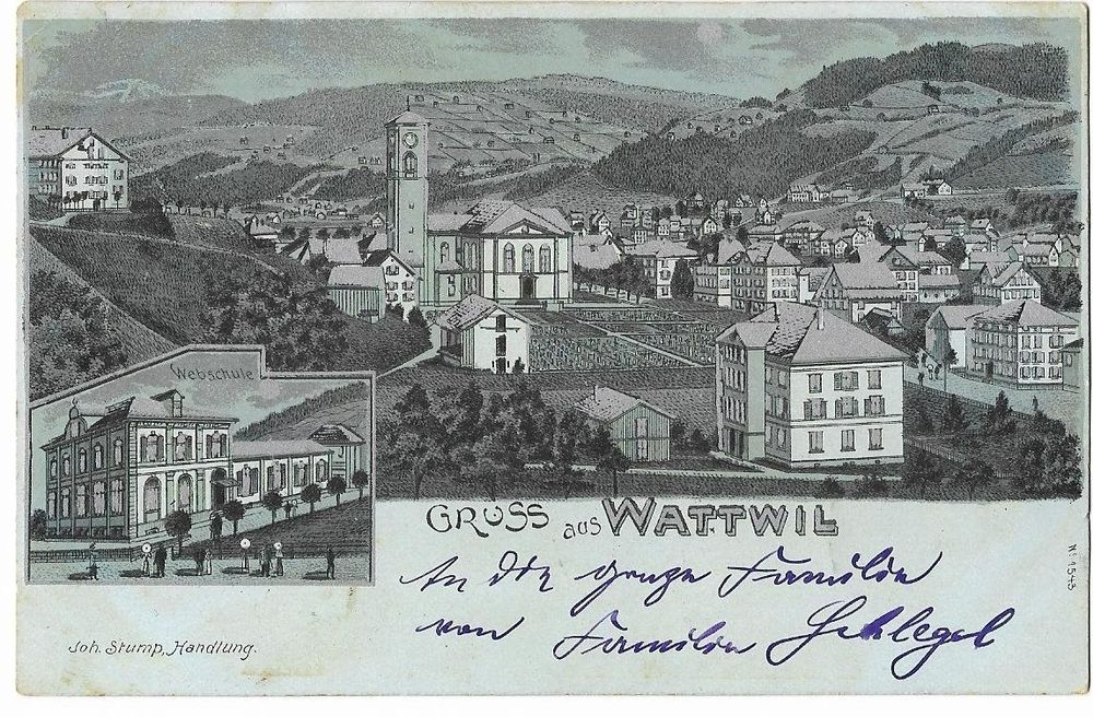 Gruss aus WATTWIL: Mondschein-/Silber-Litho 1900 (Gebraucht) in Engelburg für CHF 34 – mit ...