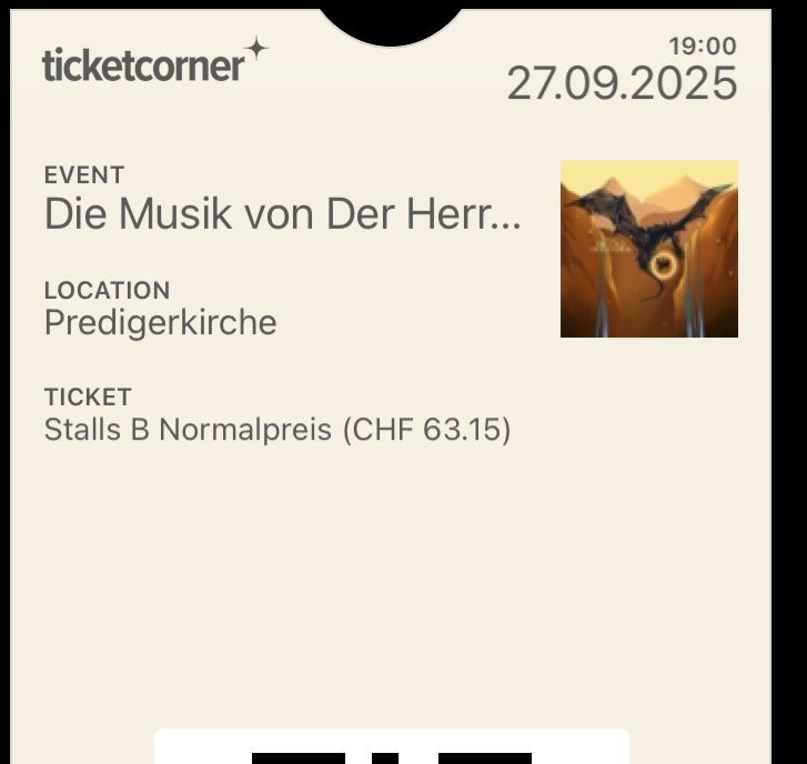Die Musik von Herr der Ringe 27.9.25 Kat.B Predigerkirche ZH (Neu und ...