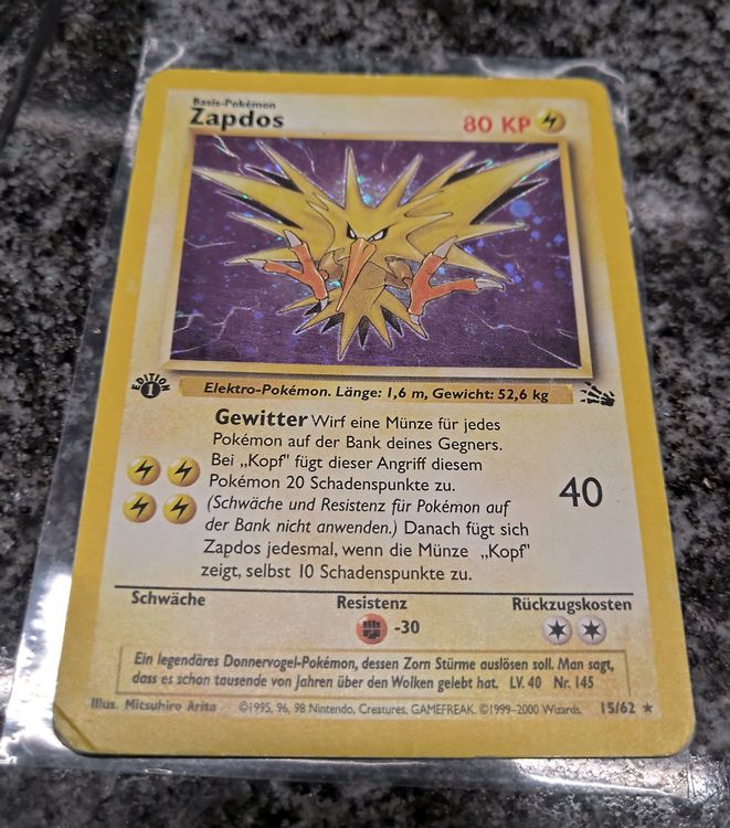 Pokemon Karte Zapdos holo 1 edition | Kaufen auf Ricardo