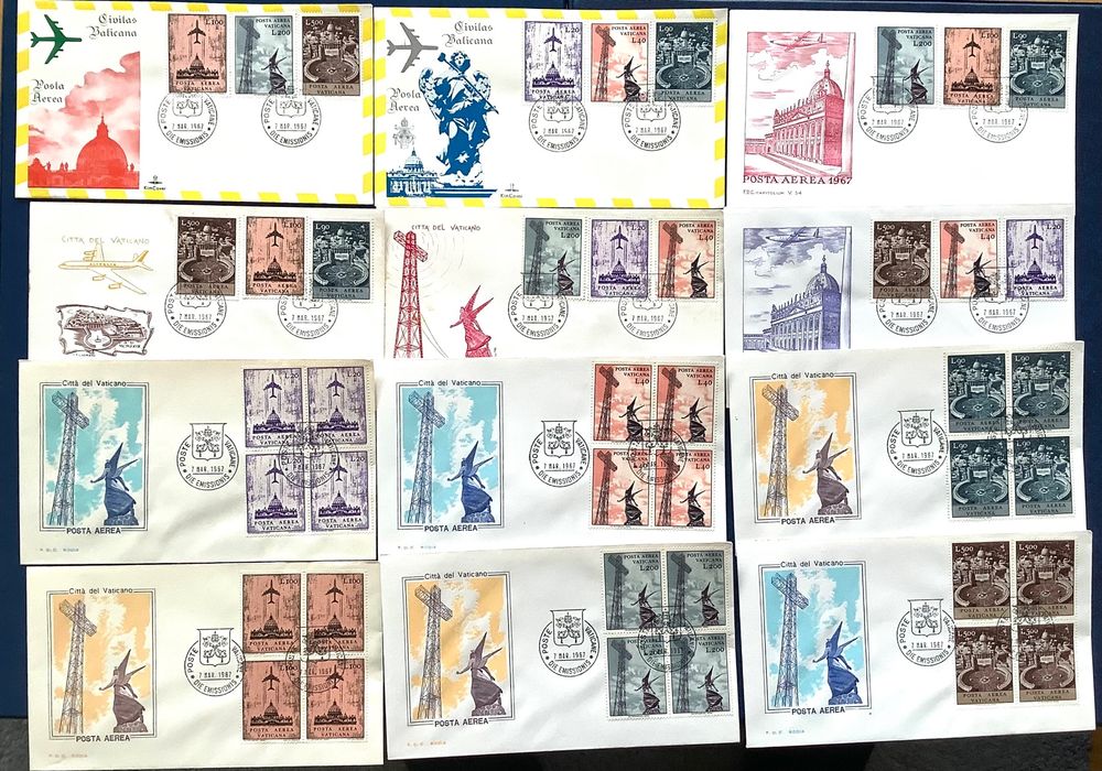 1967 Vatikan Flugpostmarken 3FDC Sätze Div. Illust.4er Sätze (Neu ...