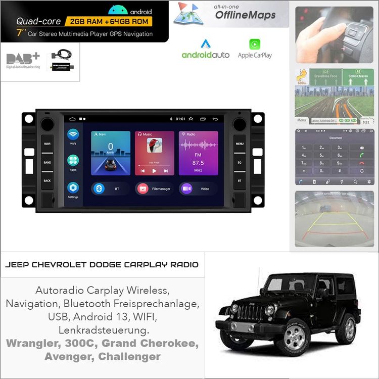 DAB+ Autoradio Jeep grand Cherokee Patriot Compass Carplay (Neu und originalverpackt) in Chiasso ...