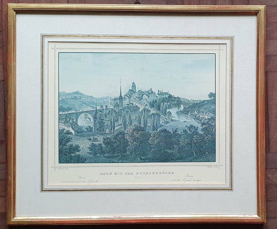 Bild - kolorierter Stich, Bern mit der Nyderbrücke (Gebraucht) in Kreuzlingen für CHF 90 – mit ...