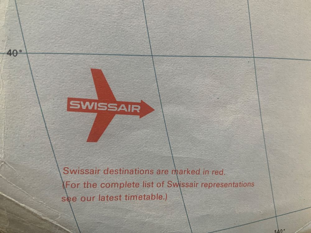 Swissair Map of the World / CH 1970s, letztes Exemplar (Gebraucht) in ...