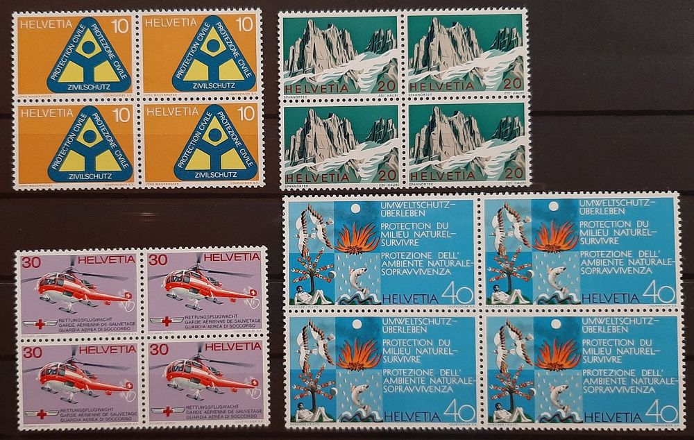 1972 Werbemarken II und Schweizer Alpen VI 4er Blocks, ** (Neu (gemäss Beschreibung)) in Vitznau ...