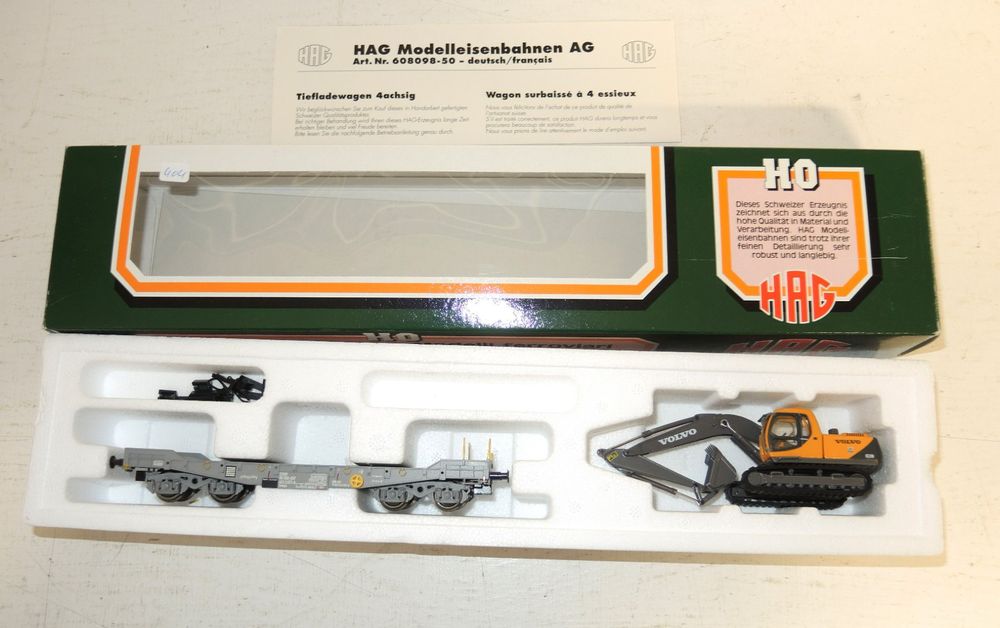 HAG Güterwagen 616, WS, Tiefladewagen mit Schaufelbagger H0 (Neu ...