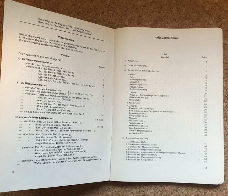 SCHWEIZER ARMEE TECH. BESCH. & BED. DER 20MM FLAB KAN 54 (Gebraucht) in ...