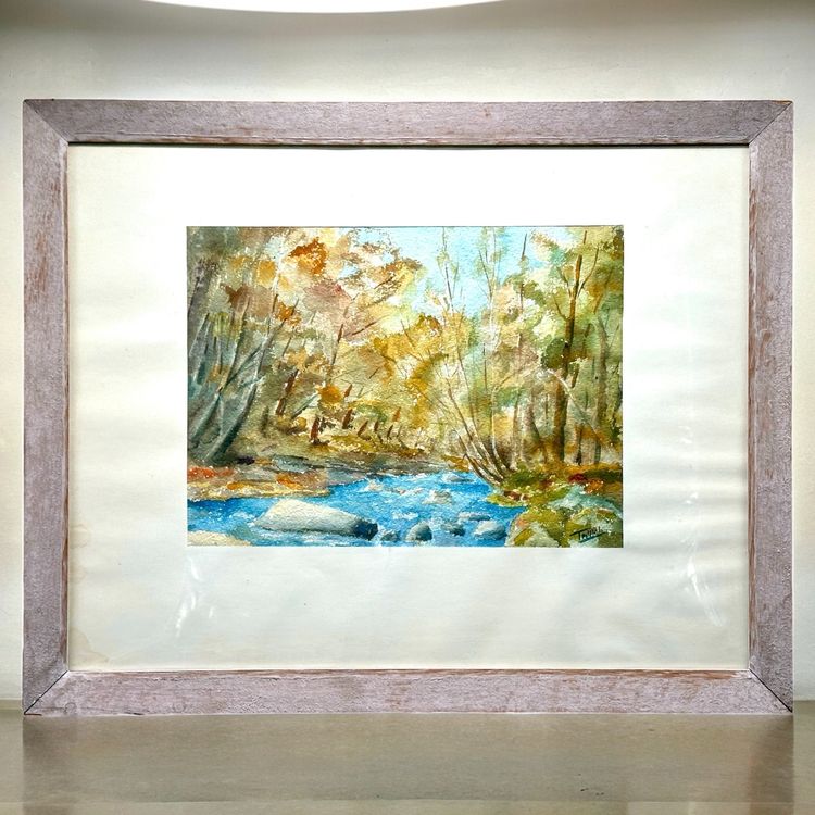 Superbe aquarelle signée "Trellini" sur papier "Cours d'eau" (Gebraucht) in Morges für CHF 10 ...