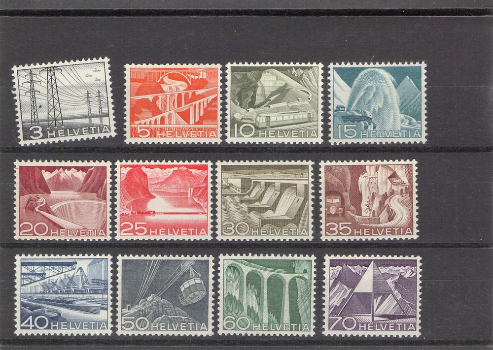 Technik und Landschaft 1949 Satz ** Postfrisch ohne Falz (Gebraucht) in Reichenburg für CHF 7 ...