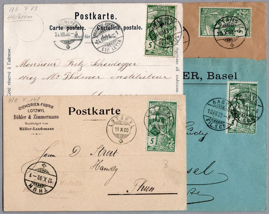 UPU 1900, 25 Jahre Weltpostverein, Briefe / Karten (Gebraucht) in Vilters für CHF 15 – mit ...