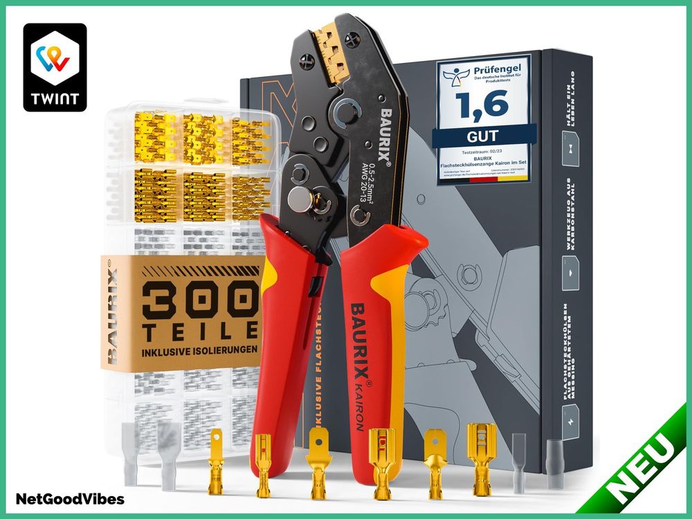 Profi Crimpzange mit 300 Verbindern 0,50-2,50 mm² (Neu und ...
