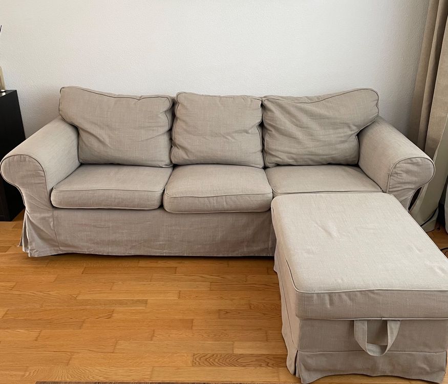 Ektorp 3er-Sofa + Hocker (Gebraucht) in Lenzburg für CHF 1 – nur Abholung auf Ricardo kaufen