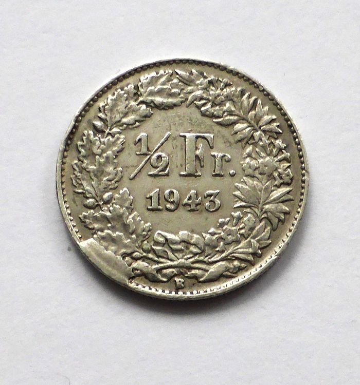 50 Rp/cts 1943 - mit STEMPELBRUCH - eine rare/seltene ABART! (Gebraucht) in Buochs für CHF 39 ...