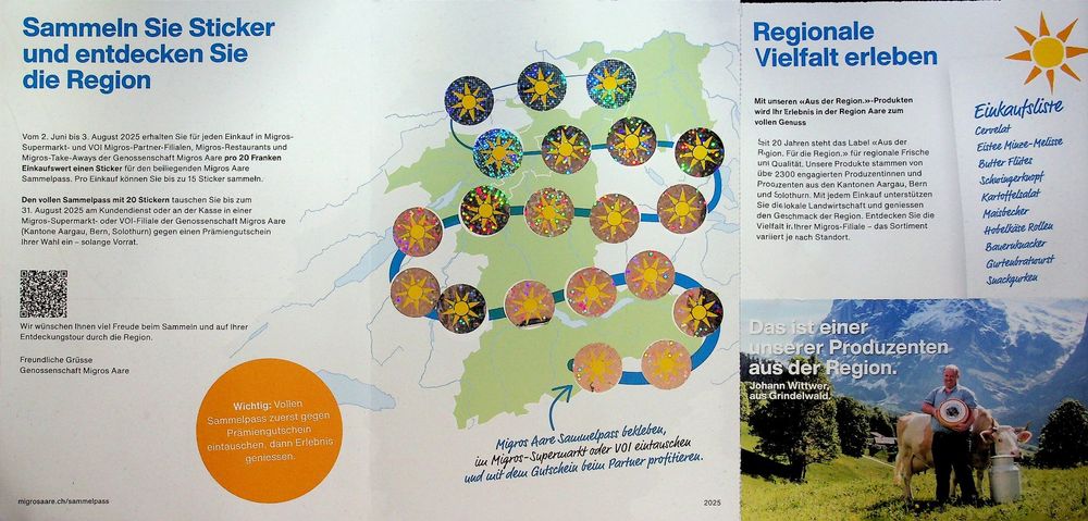 Migros Aare Sammelspass 20 Stickers = volle Karte (Neu (gemäss Beschreibung)) in Reitnau für CHF ...