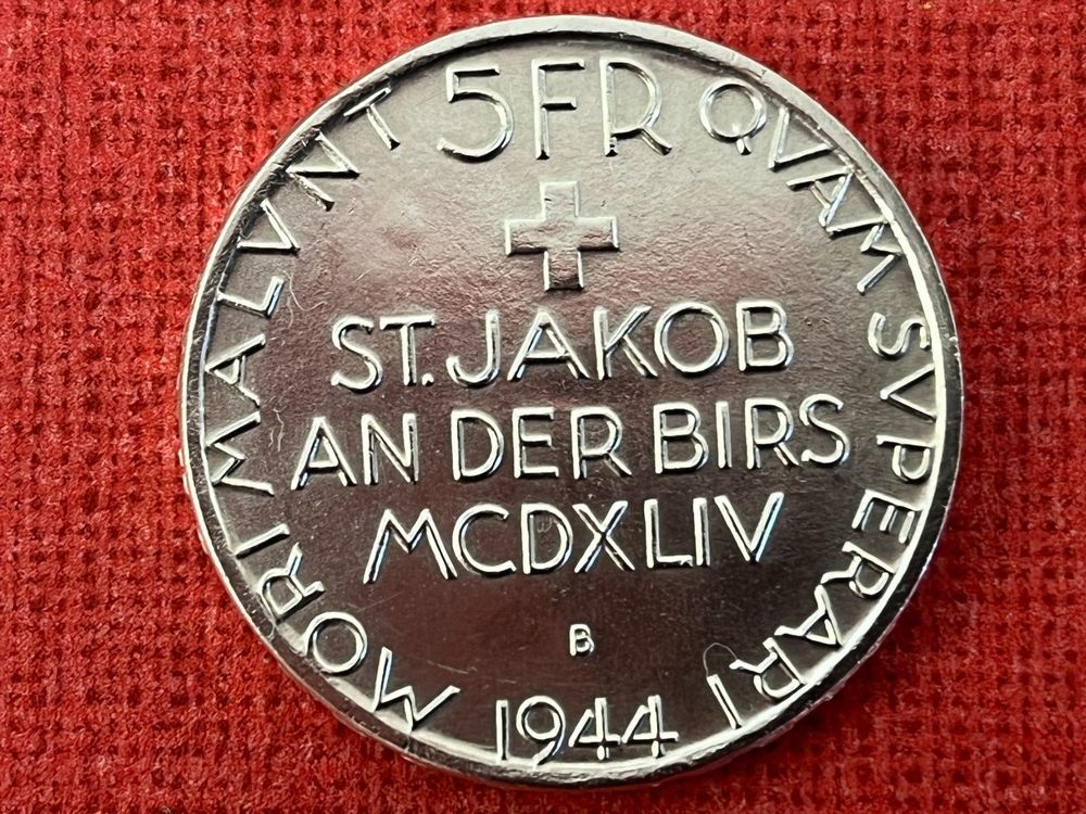 5 Franken Gedenkmünze 1944 Silber St.Jakob TOP | Kaufen auf Ricardo