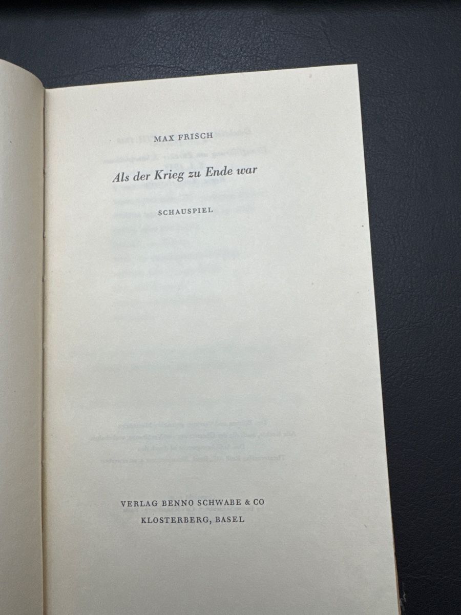 Max Frisch - Als der Krieg zu Ende war, Erstausgabe! (Gebraucht) in ...