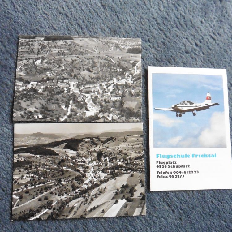 Schupfart,3 Flug-Fotos/Prospekt,Dorf,1967,Flugplatz/Schule (Gebraucht) in Lausen für CHF 6 – mit ...