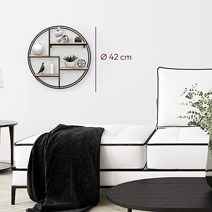Wandregal Rund Holz & Metall Wanddeko Industrieller Stil | Acheter sur ...