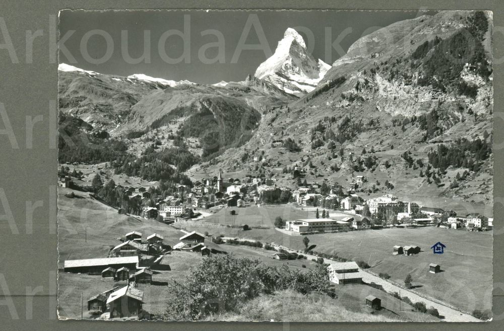 AK sw Zermatt VS mit Matterhorn, © Gyger ≈ 1958 (Gebraucht) in Basel für CHF 2.5 – mit Lieferung ...