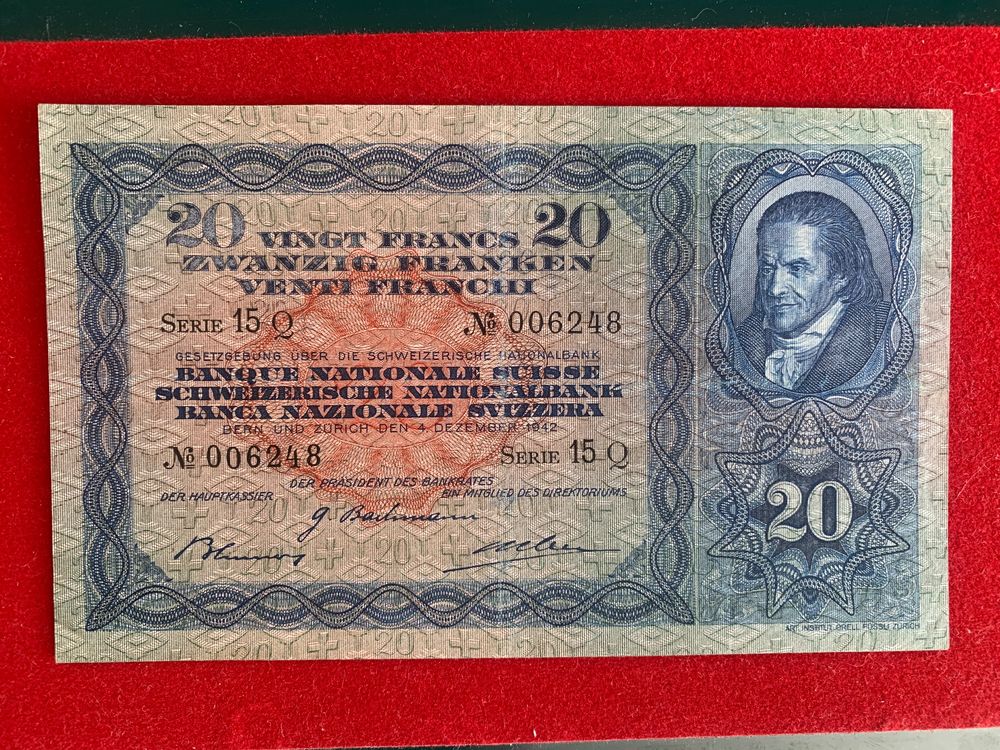 20 Francs - 4. Dezember 1942 PESTALOZZI - Sehr Schön / TTB | Kaufen auf Ricardo