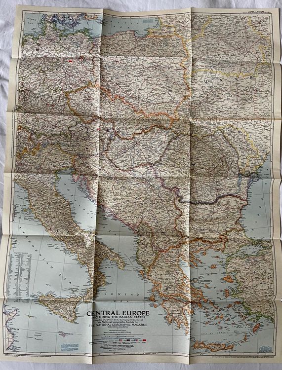 KARTE 1951 Central Europe ‘National Geographic’ original (Gebraucht) in ...