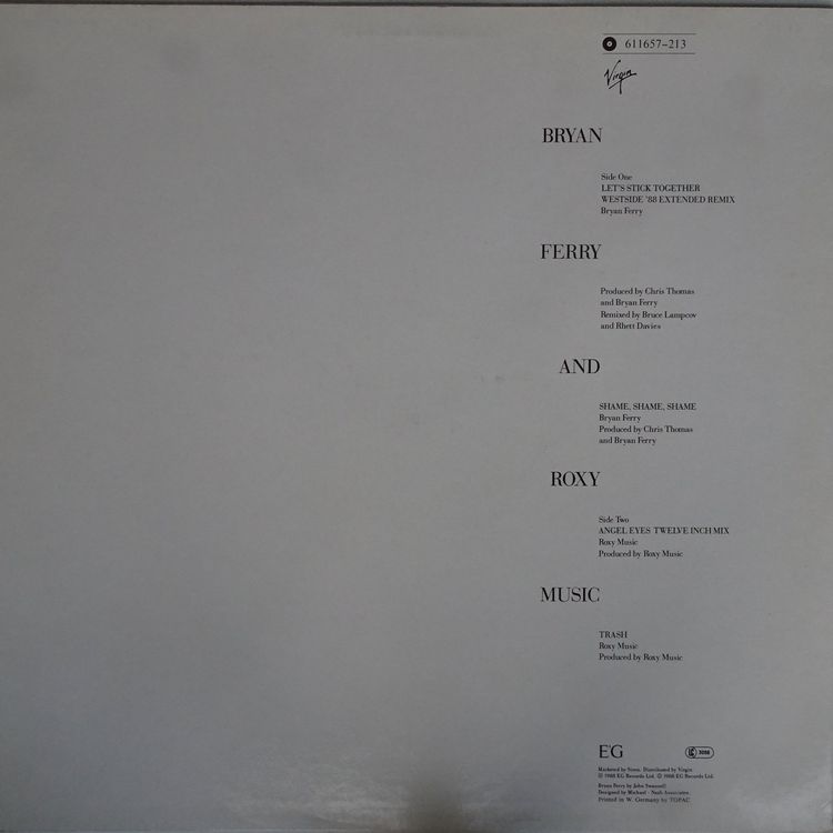 Bryan Ferry/Roxy Music - Let's Stick Together 12" Maxisingle (Gebraucht ...