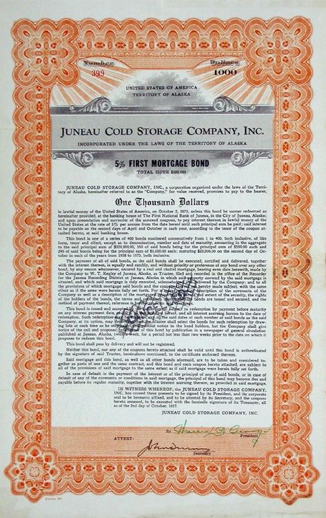 5% Juneau Cold Storage Company Inc., Alaska - 1957 (Gebraucht) in ...